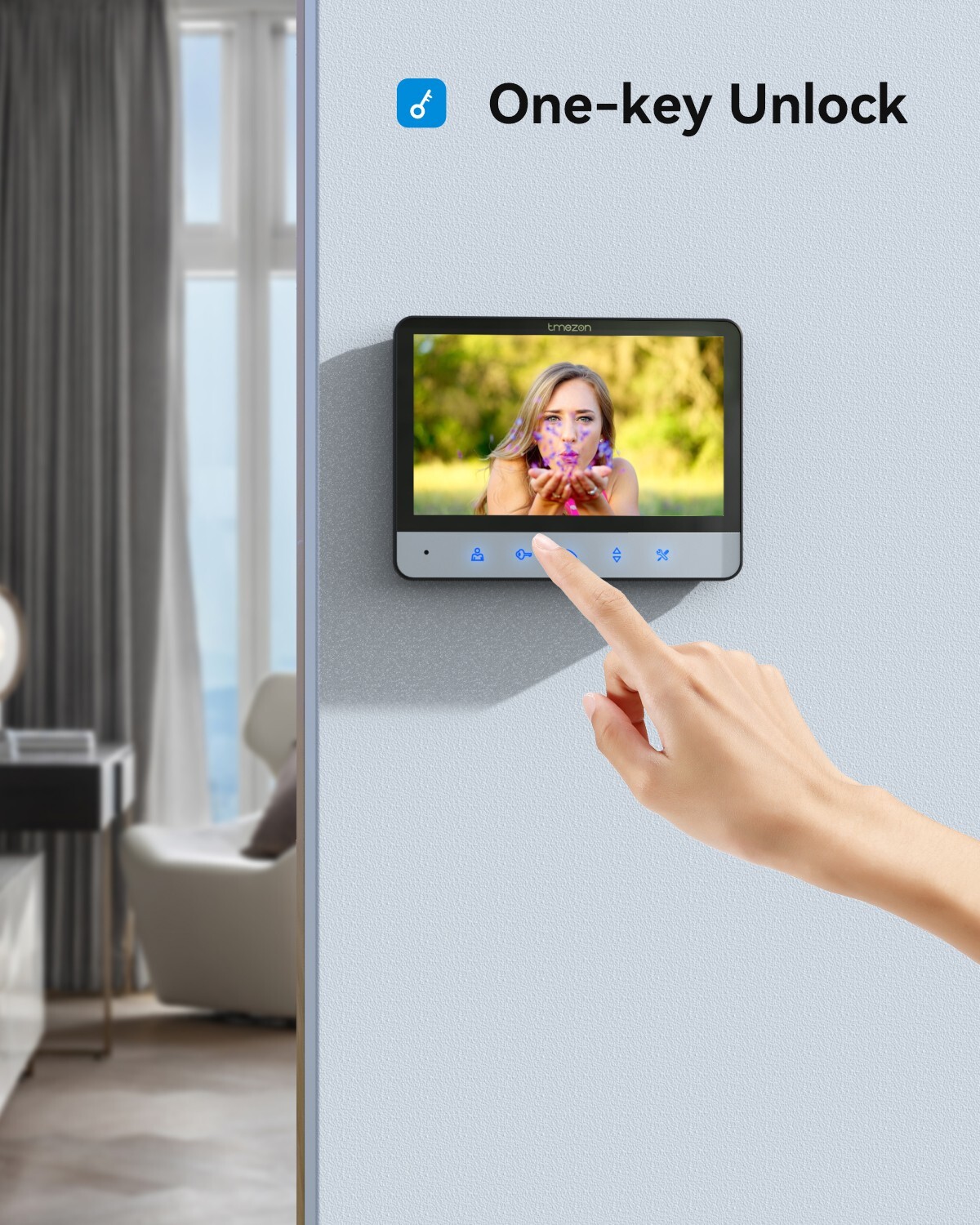 TMEZON Video Doorbell Home Security Intercom Door Chime 7' LCD Camera ...