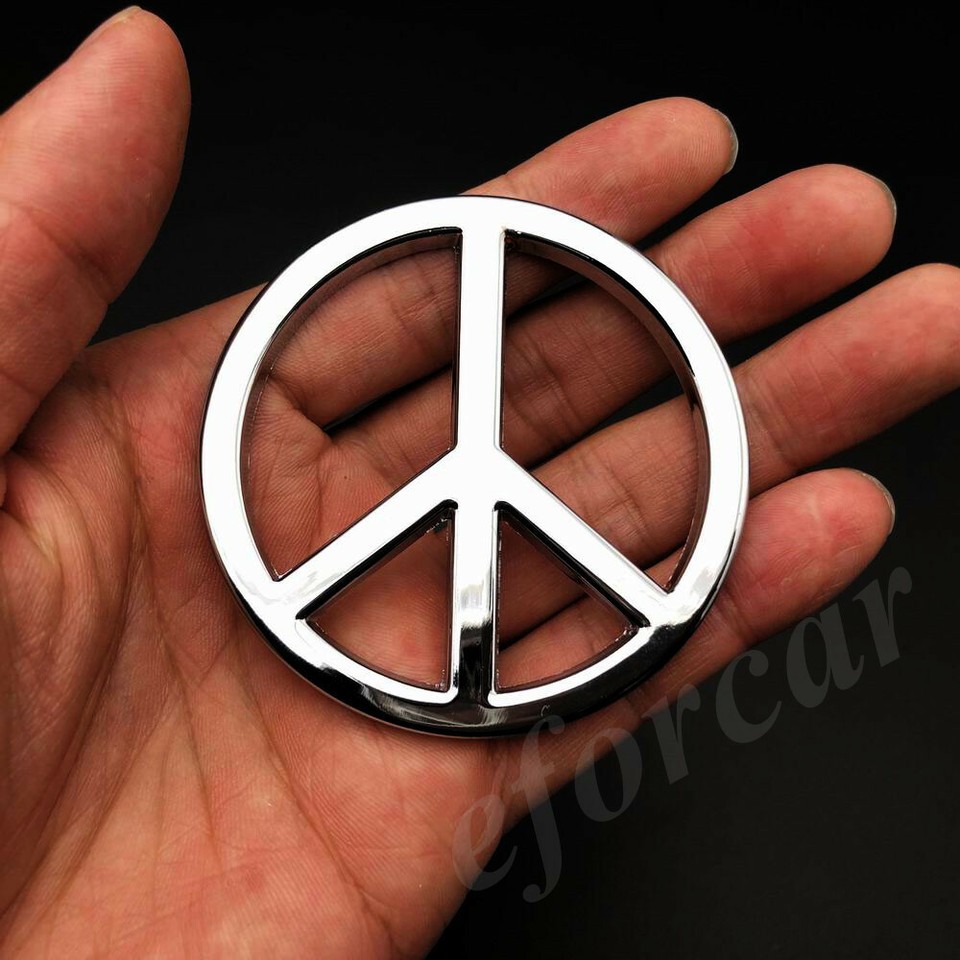 3D Metal Chrome Peace Sign Anti-war Car Trunk Fender Emblem Badge Decal ...