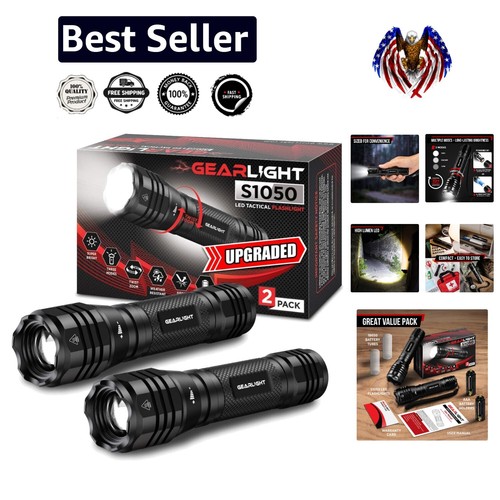 Lightweight Zoomable Flashlight Set with 500 Lumens for Hiking & Dog ...