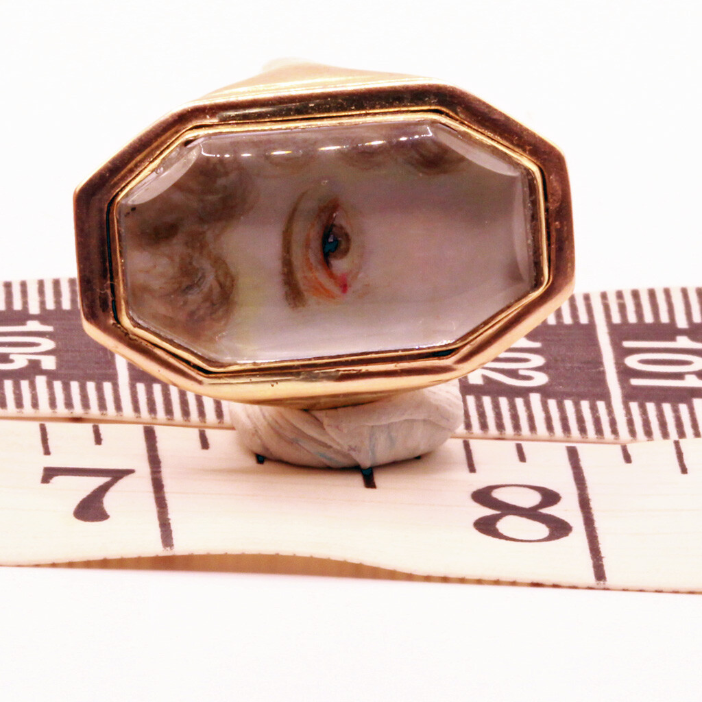 Antique Georgian Miniature Eye Ring 14k Gold miniature painting Unisex ...