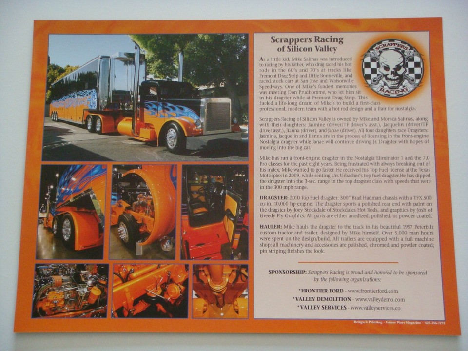 Mike Salinas ~ 2010 SCRAPPERS RACING NHRA Handout | eBay