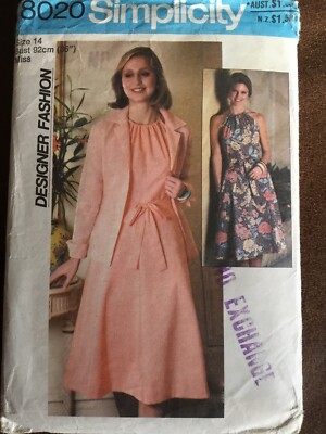Vintage 70s Simplicity Halter Back Wrap Dress Pattern 8020 - Sz 14 ...