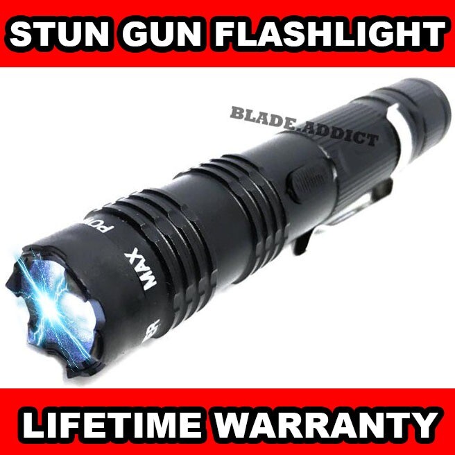 BLACK Metal Self Defense Stun Gun 499MV Tactical Rechargeable ...