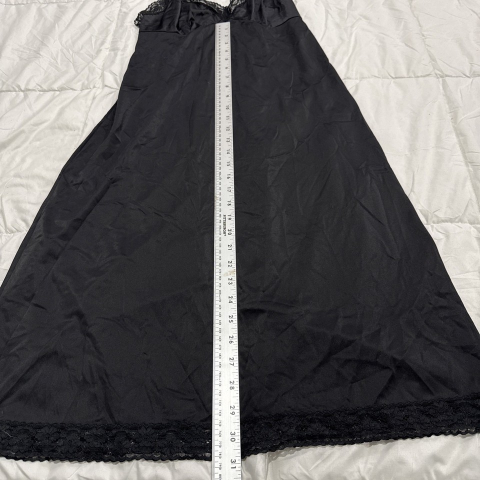 Y2K Vanity Fair Sz34” Racy Black Lace Trim Full Slip Nighty Adjustable ...