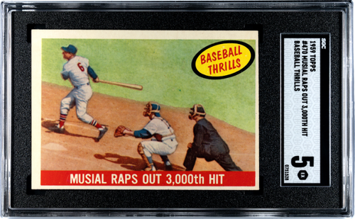 1959 Topps Baseball Thrills #470 Musial Raps Out 3,000th Hit SGC 5 | eBay