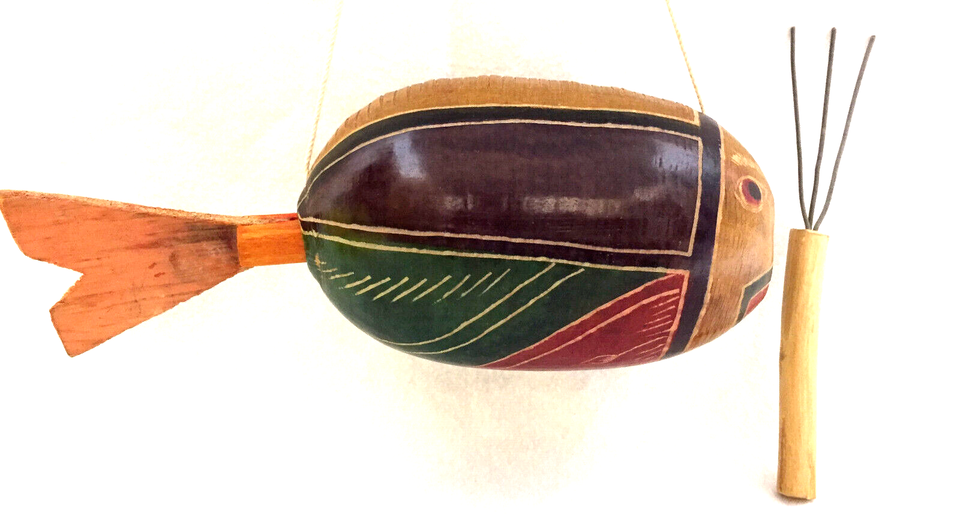 Gourd Guiro Percussion Musical Instrument Ribbed 10" With Pick As Is ...