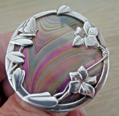 Pat Cheney John Ditchfield Glass Stg Silver Art Nouveau Design Brooch ...