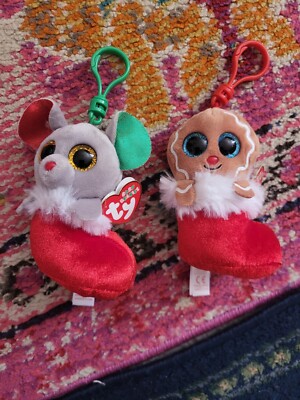 NEW NOS Baby Beanies Ty gingerbread Jingly & Bundles Mouse Christmas ...