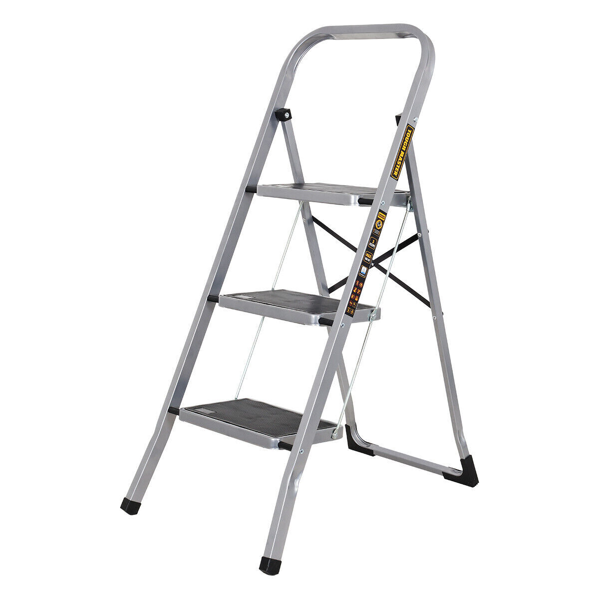 Master 3 Step Ladder Heavy-Duty Steel - Silver (TMSSL3) for sale online ...