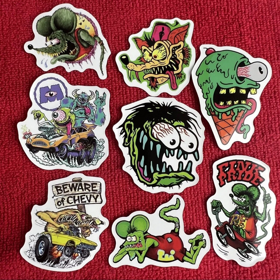 🔥 24 Rat Fink Mouse Ed Big Daddy Roth Hot Rod Art Vinyl Decal Sticker ...
