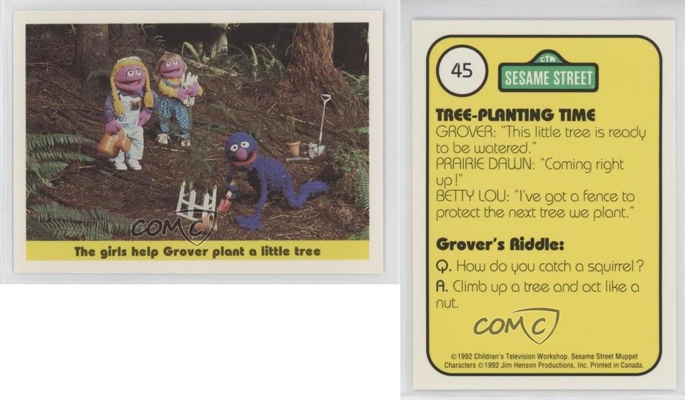 1992 CTW Sesame Street The girls help Grover plant a little tree #45 ...