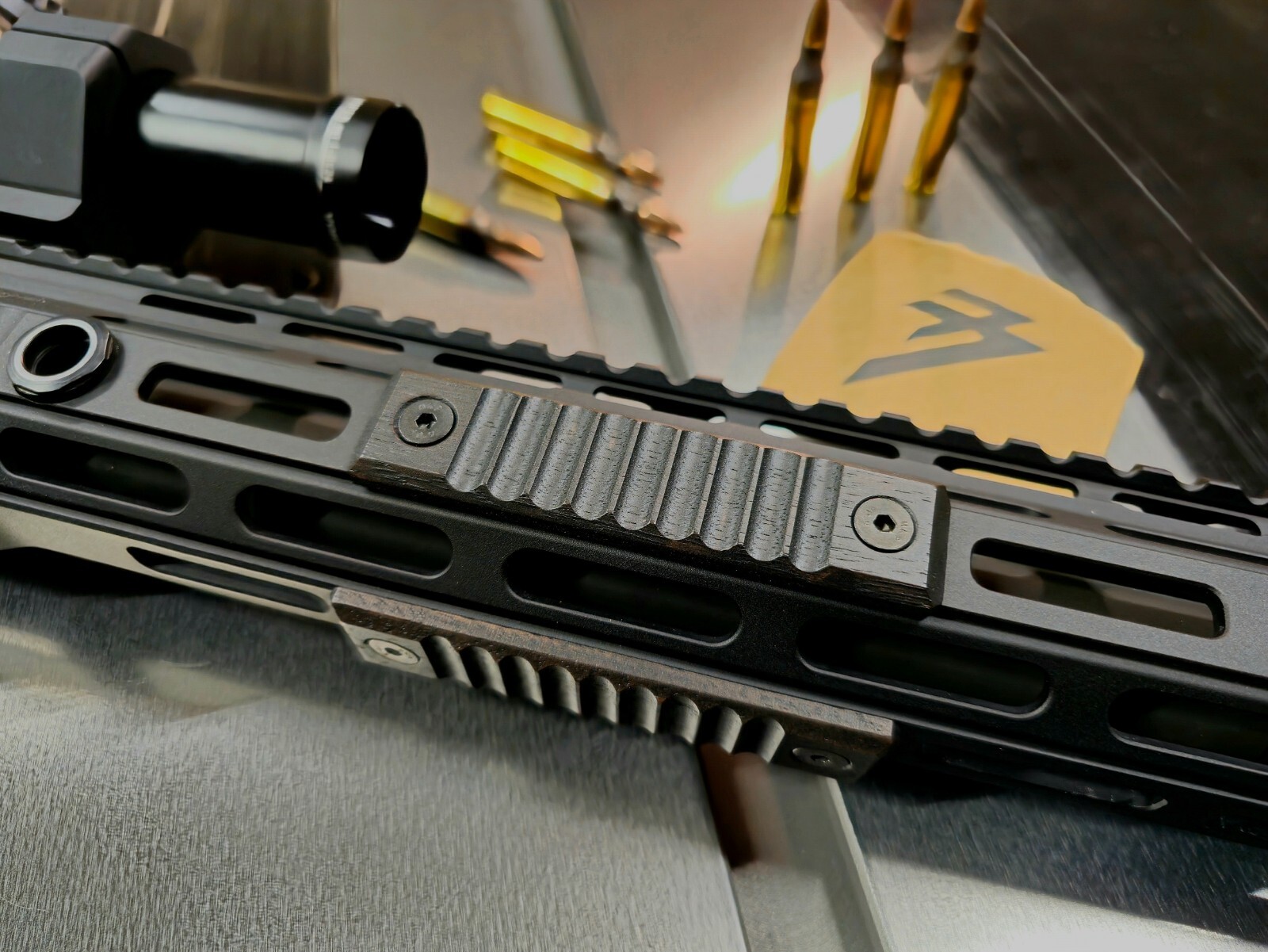 Wood M-lok & Keymod Rail Cover, RIBBED texture -BLACKOUT Walnut *1 ...