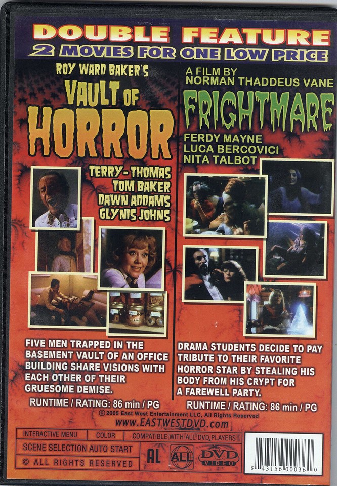 DVD, "VAULT OF HORROR & FRIGHTMARE" HORROR DOUBLE FEATURE | eBay
