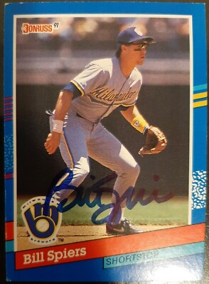 Bill Spiers Autographed 1991 Donruss Milwaukee Brewers Baseball Card ...