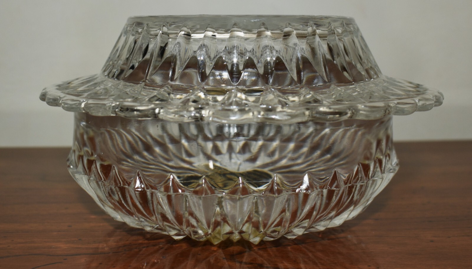 Vintage Hand Cut English Lead Crystal Covered Candy Butter Dish Brama ...