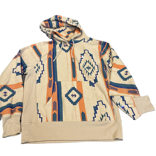 Champon Reverse Weave Aztec Print Sweatshirt Hoodie Desert Khaki Men's ...