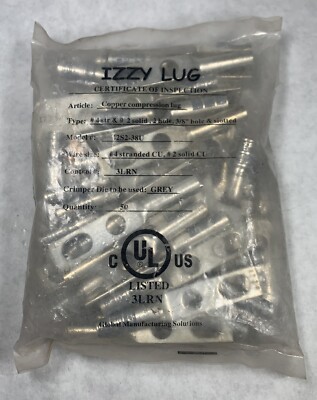 NEW (Lot of 50) Izzy I2S2-38U 2-Hole Compression Lug Terminal | eBay
