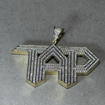 925 Sterling Silver Gold Plated TAP T.A.P Hip Hop Cz Pendant 18g | eBay