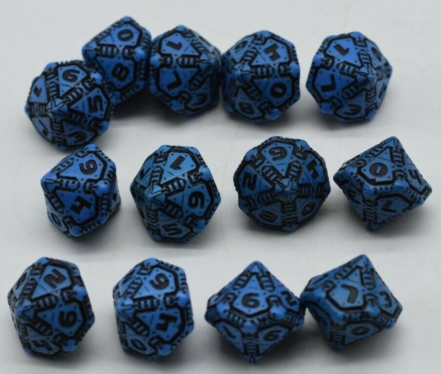 Q Workshop Tech Dice Set, Blue and Black D10 (13 PIECE LOT) FAST SHIP ...
