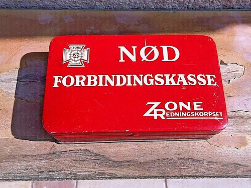 DENMARK NOD FORBINDINGSKASSE ZONE REDNINGSKORPSET TIN BOX FIRST AID ...