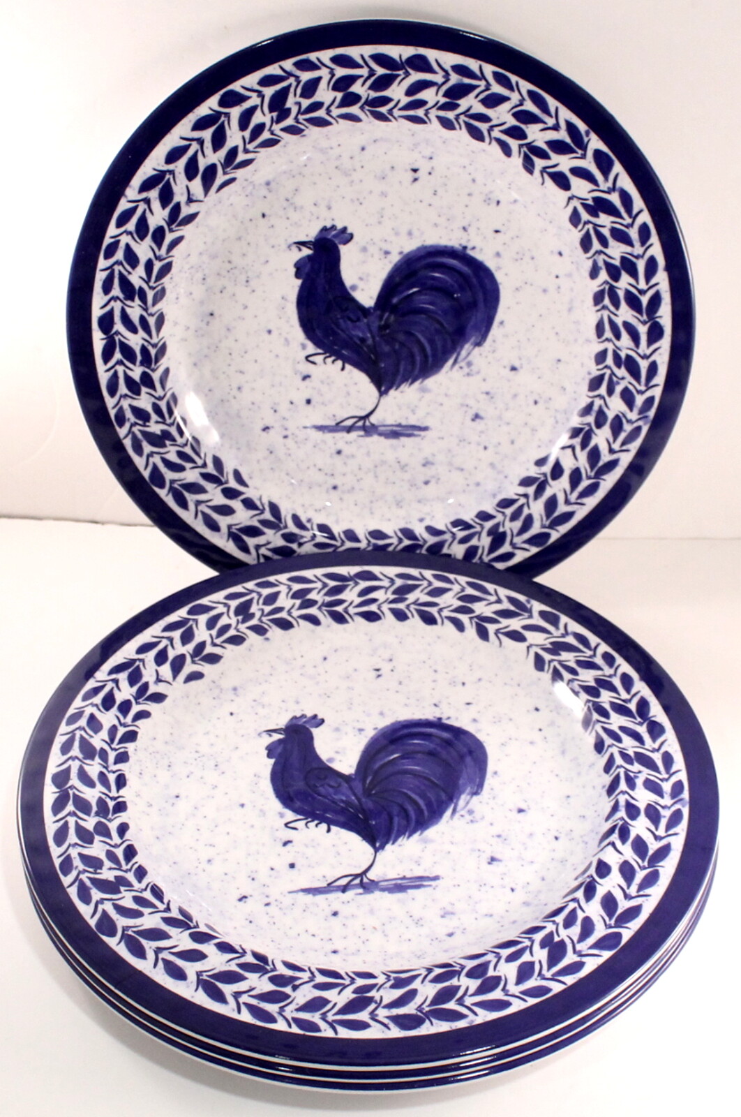 BLUE ROOSTER Melamine Bon-Ton Dinner Plates * Set of 8 * 11" V. Nice ...