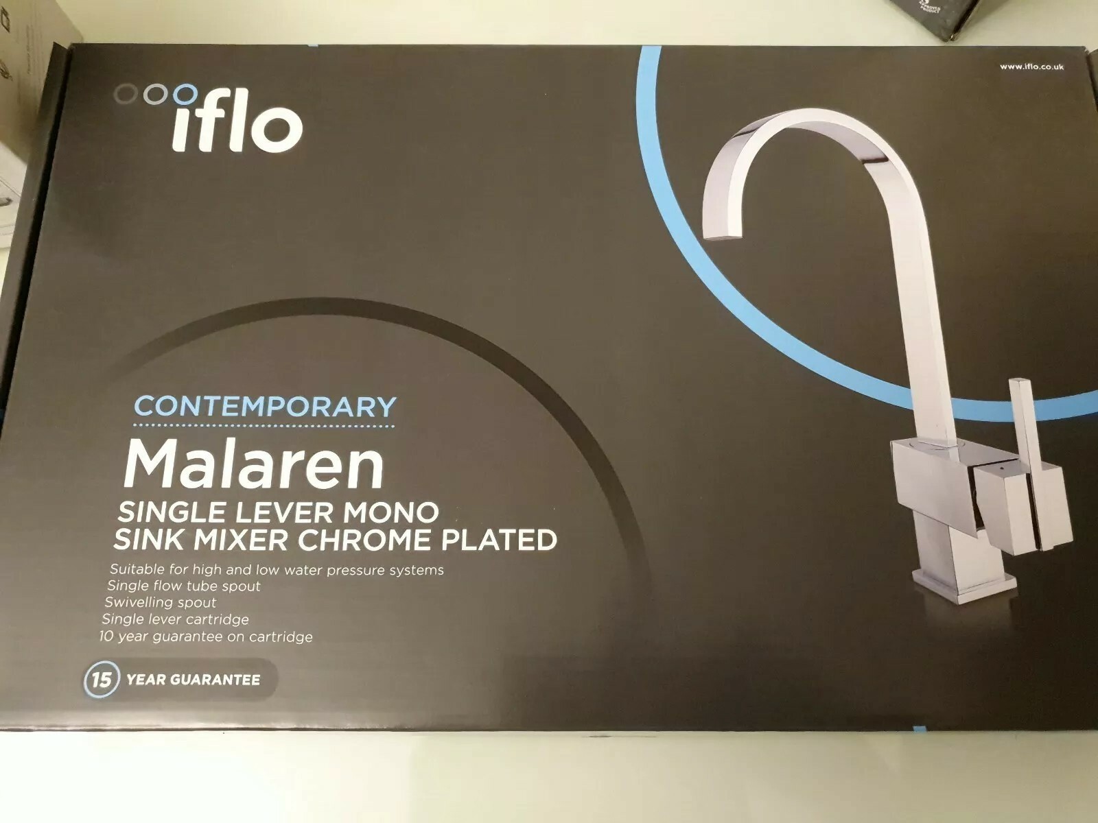 IFLO Malaren Chrome Monobloc Kitchen Tap Chrome SINGLE Lever Swivel ...