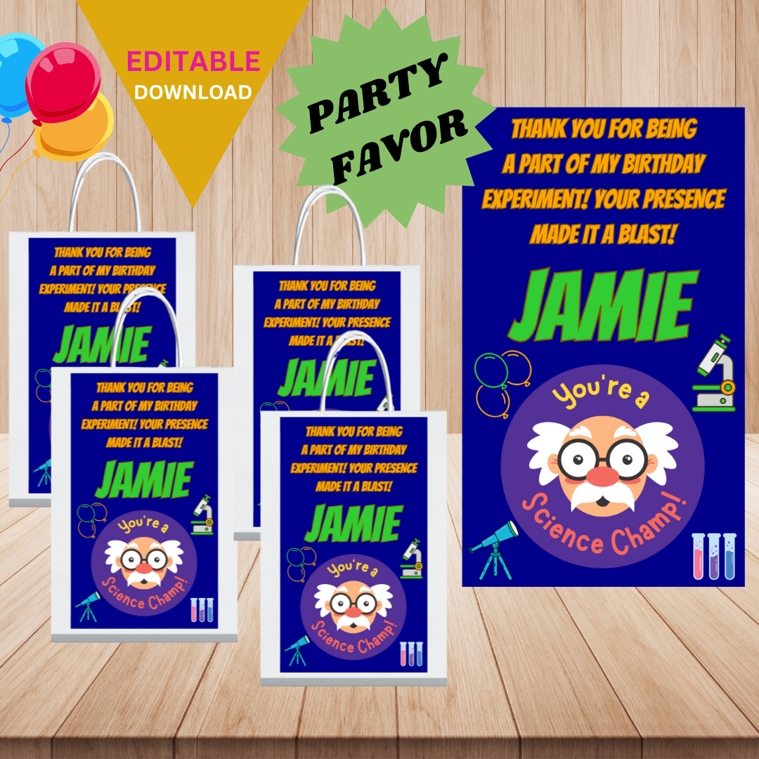 Science Themed Birthday Bundle EDITable, DIGITAL Download | eBay