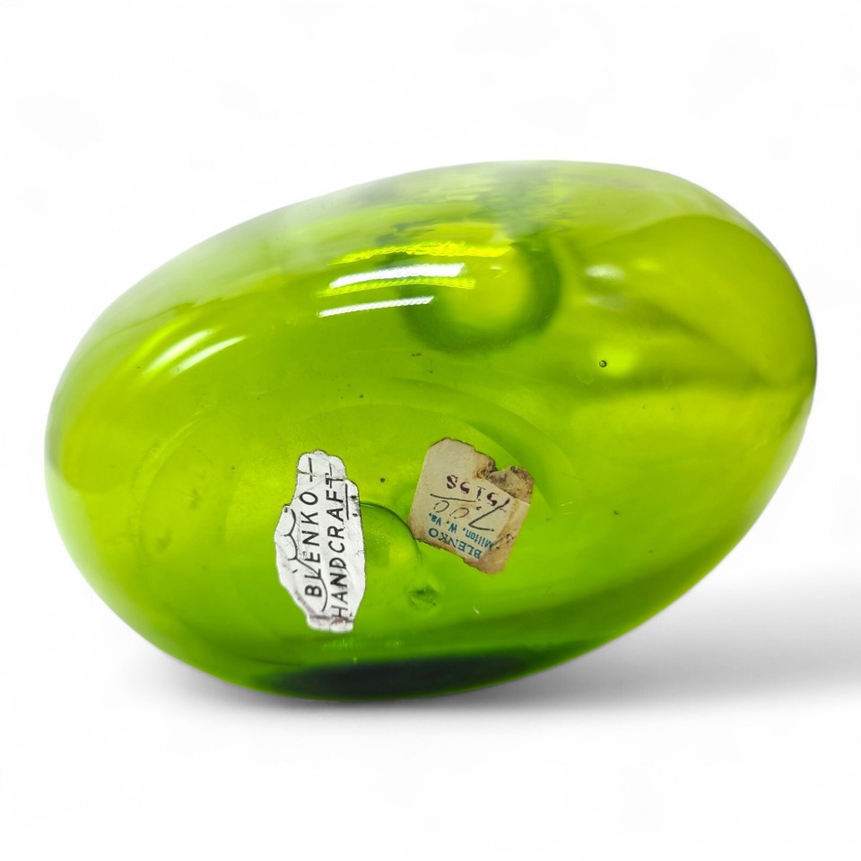 1976 Blenko Olive Green Vase 8" 7515S Medallion Vintage Don Shepherd ...