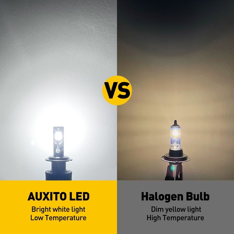 Pair AUXITO High Low Beam H7 LED Headlight Bulb Kit 6000K Super Bright ...