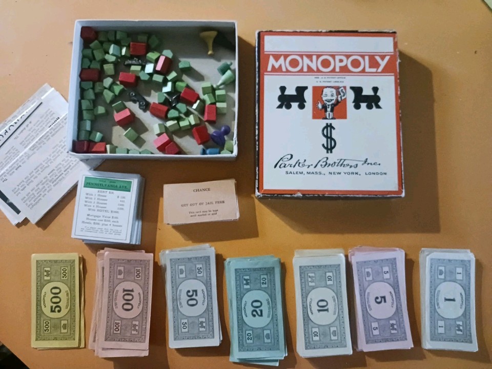 Vintage 1933 MONOPOLY Game Blue U.S. Patent 1,509,312 No Board | eBay