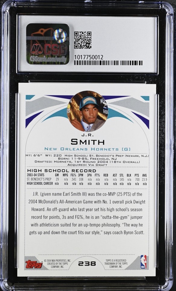 2004-05 Topps #238 J.R. Smith Rookie RC CSG 8.5 | eBay