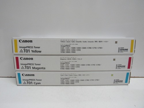 LOT OF 3! GENUINE CANON T01 CYAN/MAGENTA/YELLOW (IMAGEPRESS C60) TONER ...