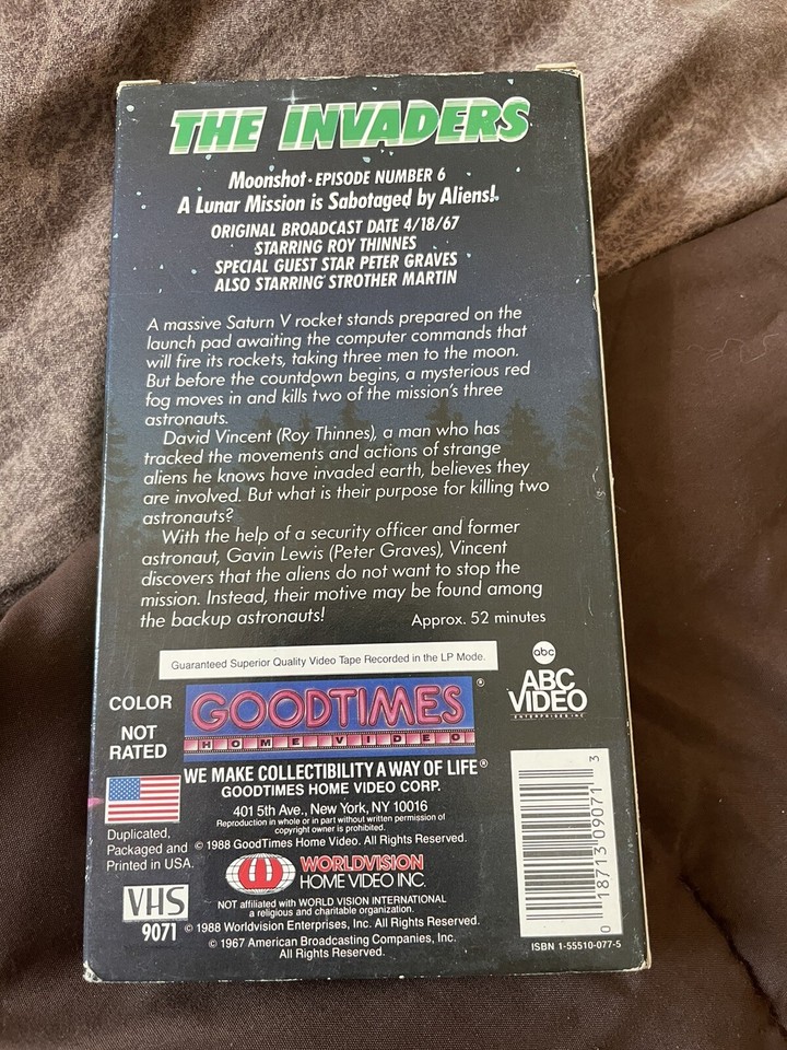 The Invaders - Episode 6 Moonshot VHS | eBay