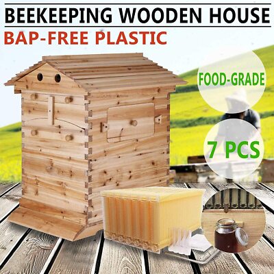 7Pcs Automatic Bee Frames w/ Auto Beehives Honey House Beekeeping Boxes ...