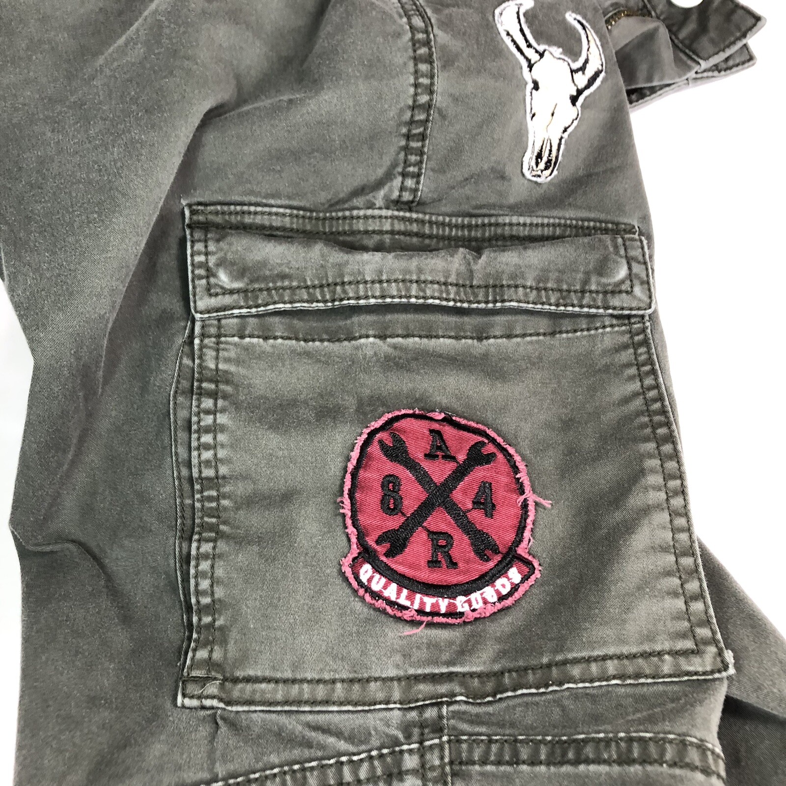 American Rag Cargo Pants Army Green Patchwork Size 36 - Gem