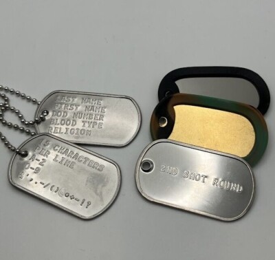 Military ID Dog Tags / Stainless Steel / Personalized Custom Embossed ...