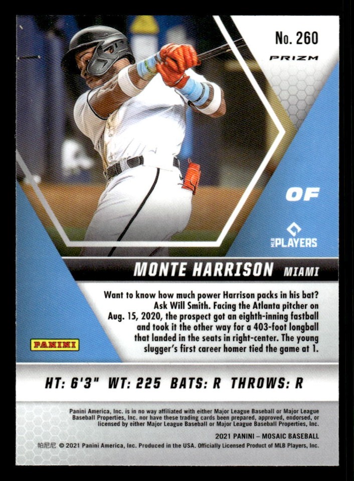 2021 panini mosiac #260 monte harrison silver holo | eBay