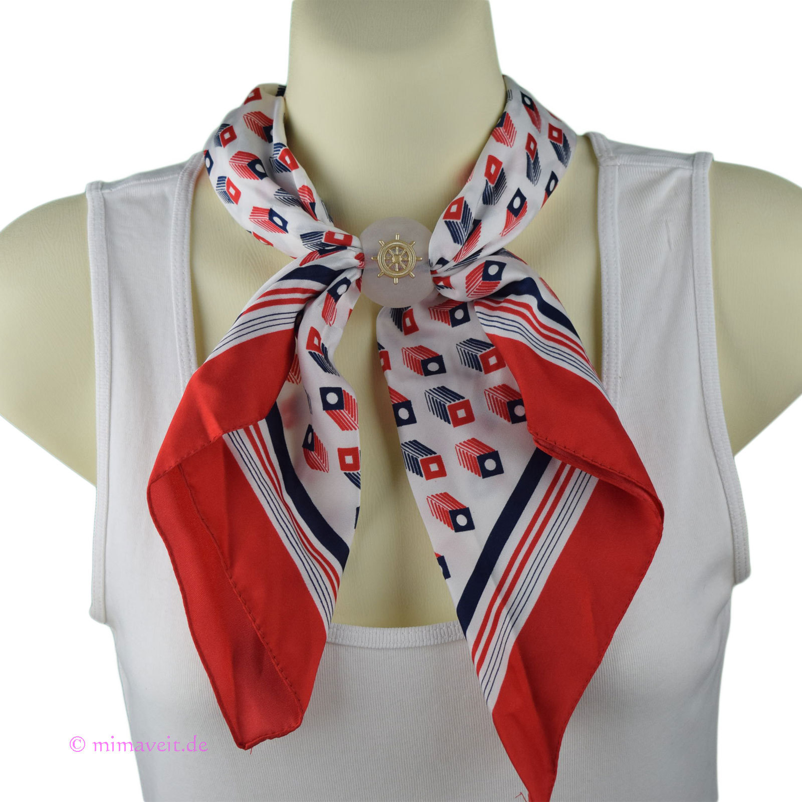 Halstuch Tuch rot mit Marine Anhänger Schalhalter Seestern Steuerrad ...