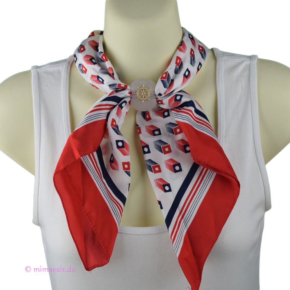 Halstuch Tuch rot mit Marine Anhänger Schalhalter Seestern Steuerrad ...