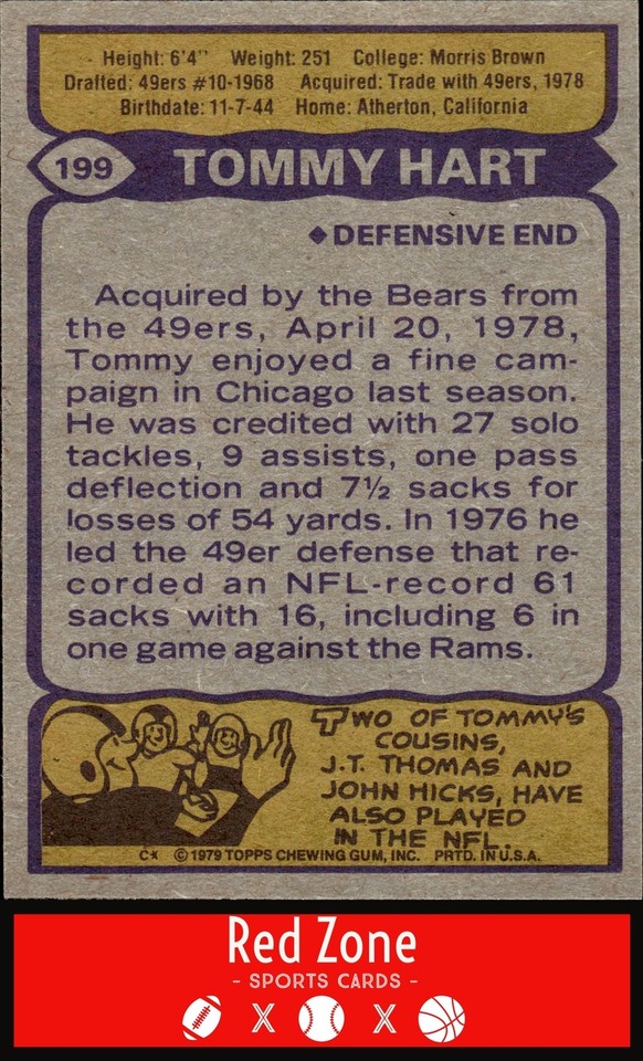 1979 Topps - #199 Tommy Hart EX+ NM Set Break | eBay