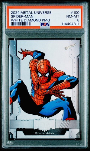 2024 Skybox Marvel Metal Avengers PMG White Diamond /25 Spider-Man PSA ...