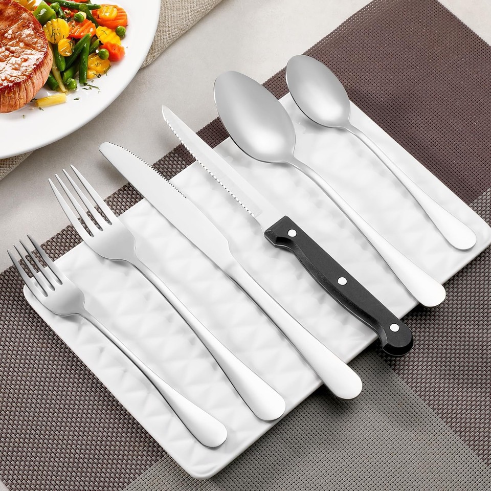 12 Pcs Dinner Spoons Set, Food-Grade Stainless Steel Large Tablespoons ...