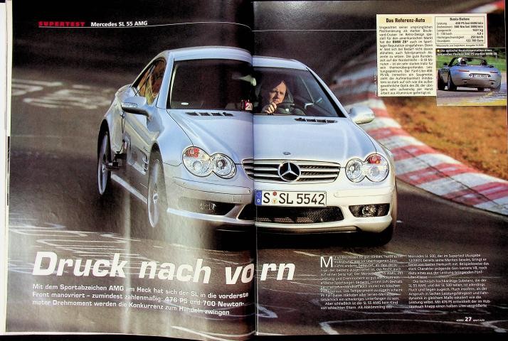 3) Sport Auto 04/2002 - Mercedes SL 55 AMG R230 mi - Donkervoort D8 mit ...