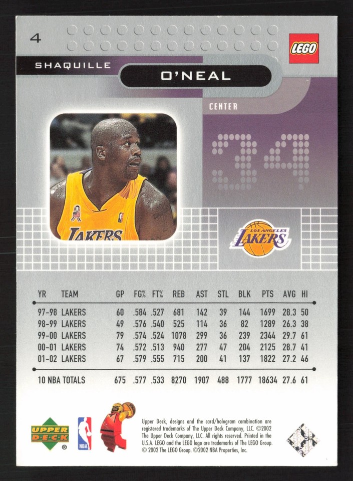 Shaquille O'Neal 2003 Upper Deck Lego #4 Los Angeles Lakers | eBay