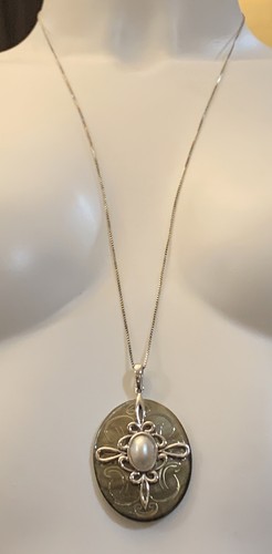 Sterling Silver 925 Pearl Abalone Cross 2.5” pendant enhancer Long 29 ...