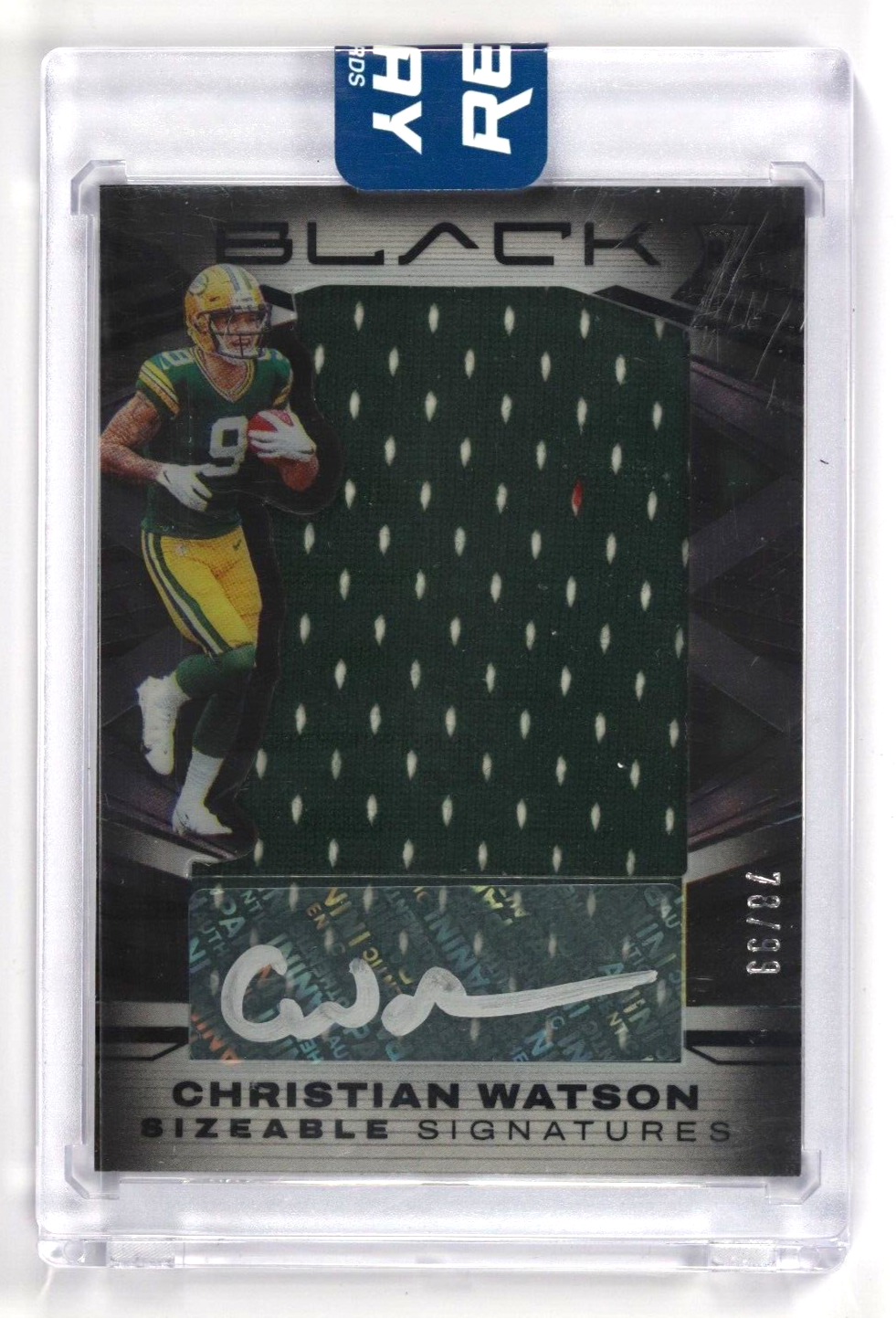 2022 Panini Black Christian Watson #SSR-CWA Sizable Signatures RC Patch ...