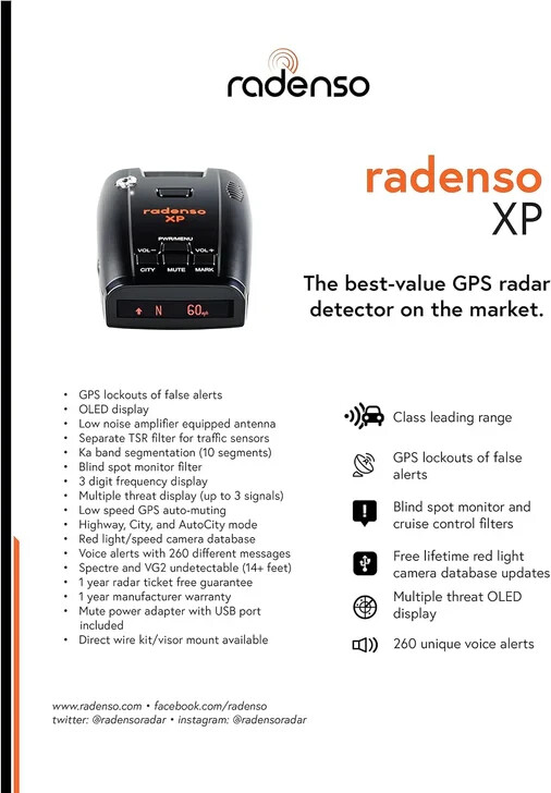 RXP Radenso XP Radar & Laser Detector with GPS Lockouts 862043000221| eBay