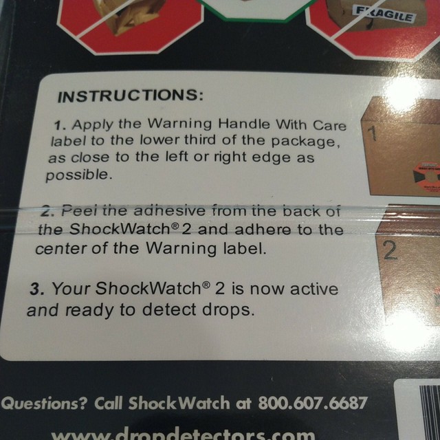 Shock Watch Drop Detector 3 Pack up to 50 Lbs 75g Fragile Packages El ...