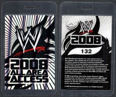 Vintage 2008 WWE All Area Access Pass - Unused Original Wrestling NOS ...