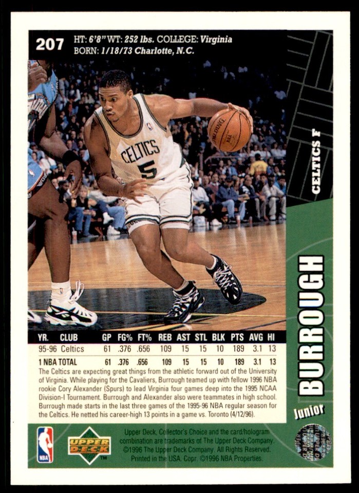 1996-97 Upper Deck Junior Burrough Basketball Cards #207 | eBay